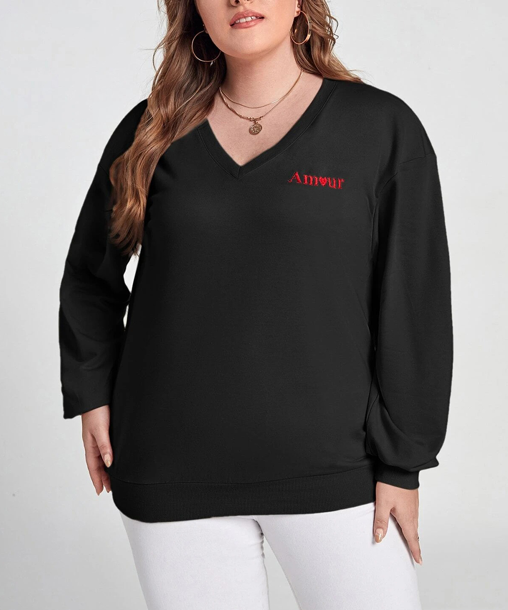 Bluza de primăvară toamnă SHEIN CURVE, negru - ai232952 | outletmag.ro