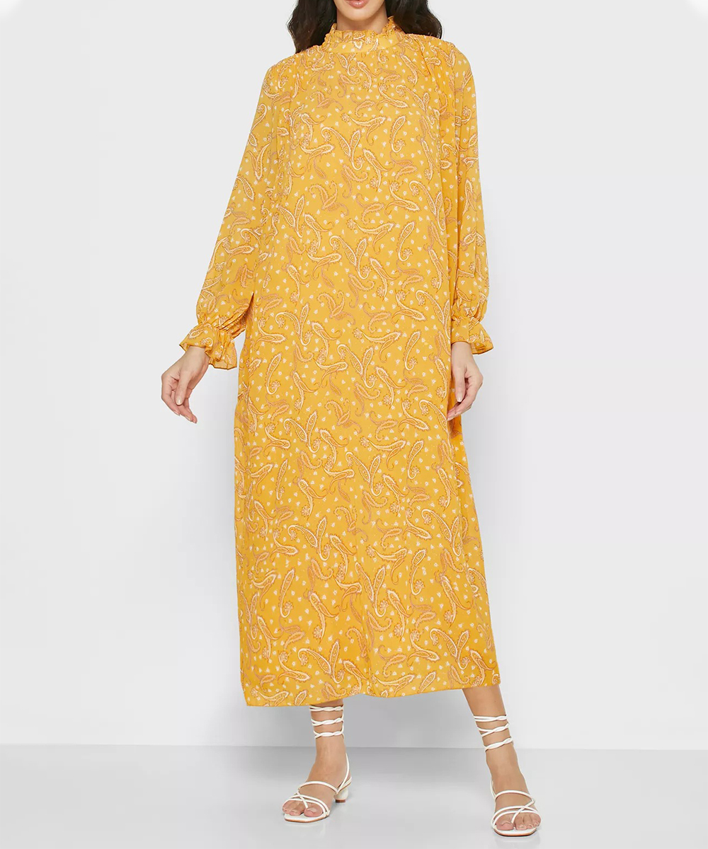 Rochie lunga de primăvară toamnă Mango cu nasturi, galben - cb236815 ...