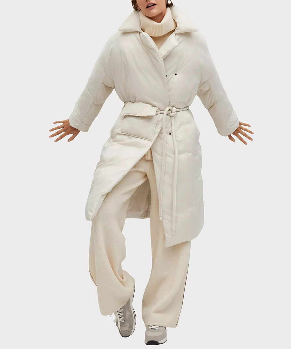 Geaca de iarnă Mango cu cordon și capse, crem - ai238413 | outletmag.ro