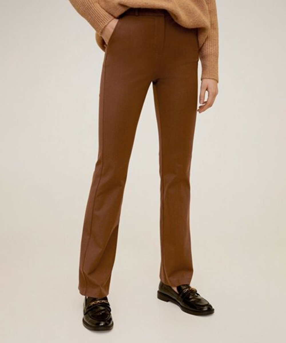 Pantaloni Mango cu nasturi, maro - ai240558 | outletmag.ro