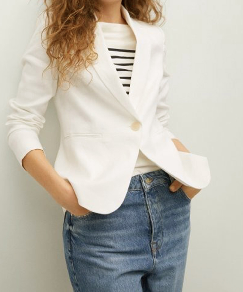 Sacou Mango cu nasturi, alb - ab247604 | outletmag.ro