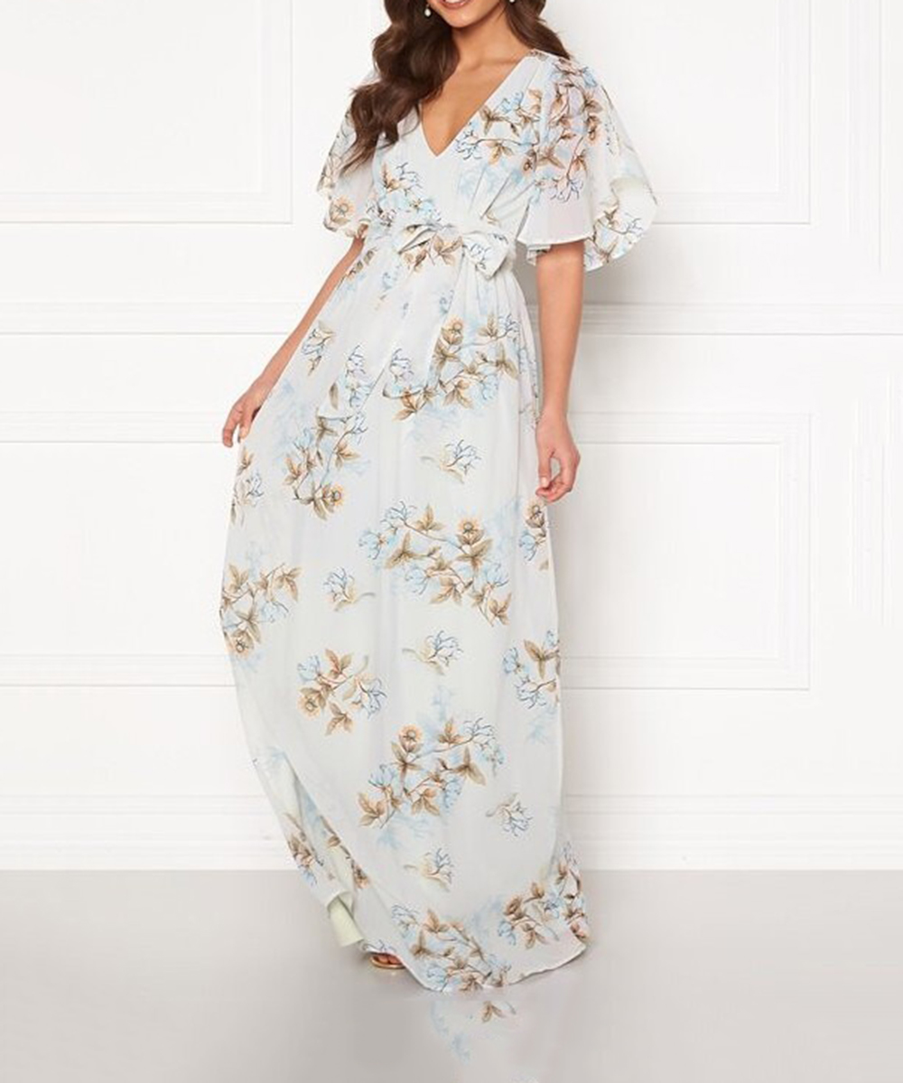 Rochie lunga de vară BUBBLEROOM cu nasturi, floral print - pl270079 ...