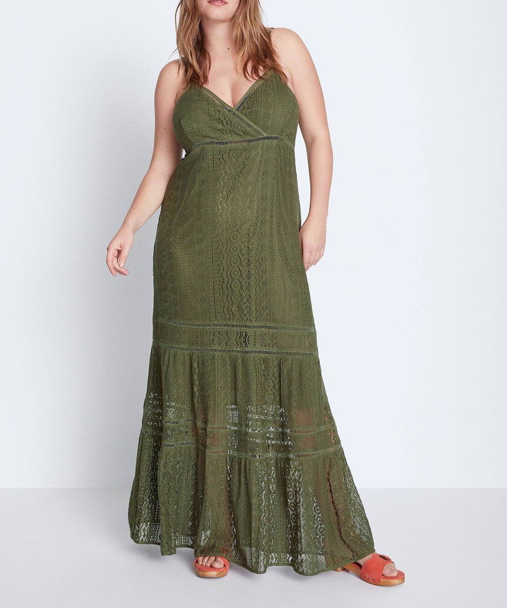 Rochie Lunga Mango cu bretele, verde - ai279519 | outletmag.ro