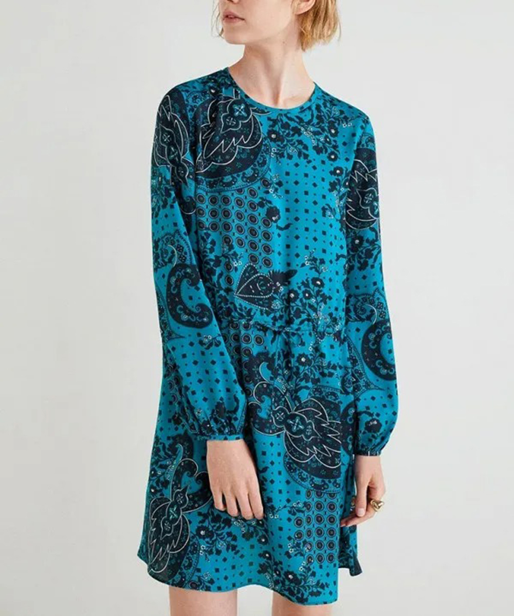 Rochie Scurta de primăvară toamnă Mango, albastru - ai281804 | outletmag.ro