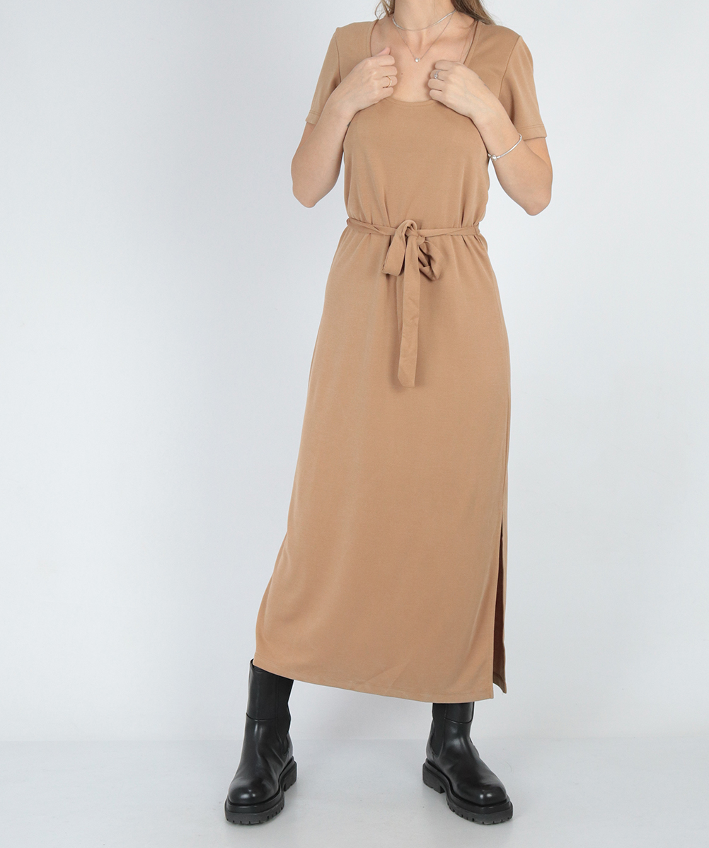 Rochie lunga de primăvară toamnă Vila, maro - om284273 | outletmag.ro