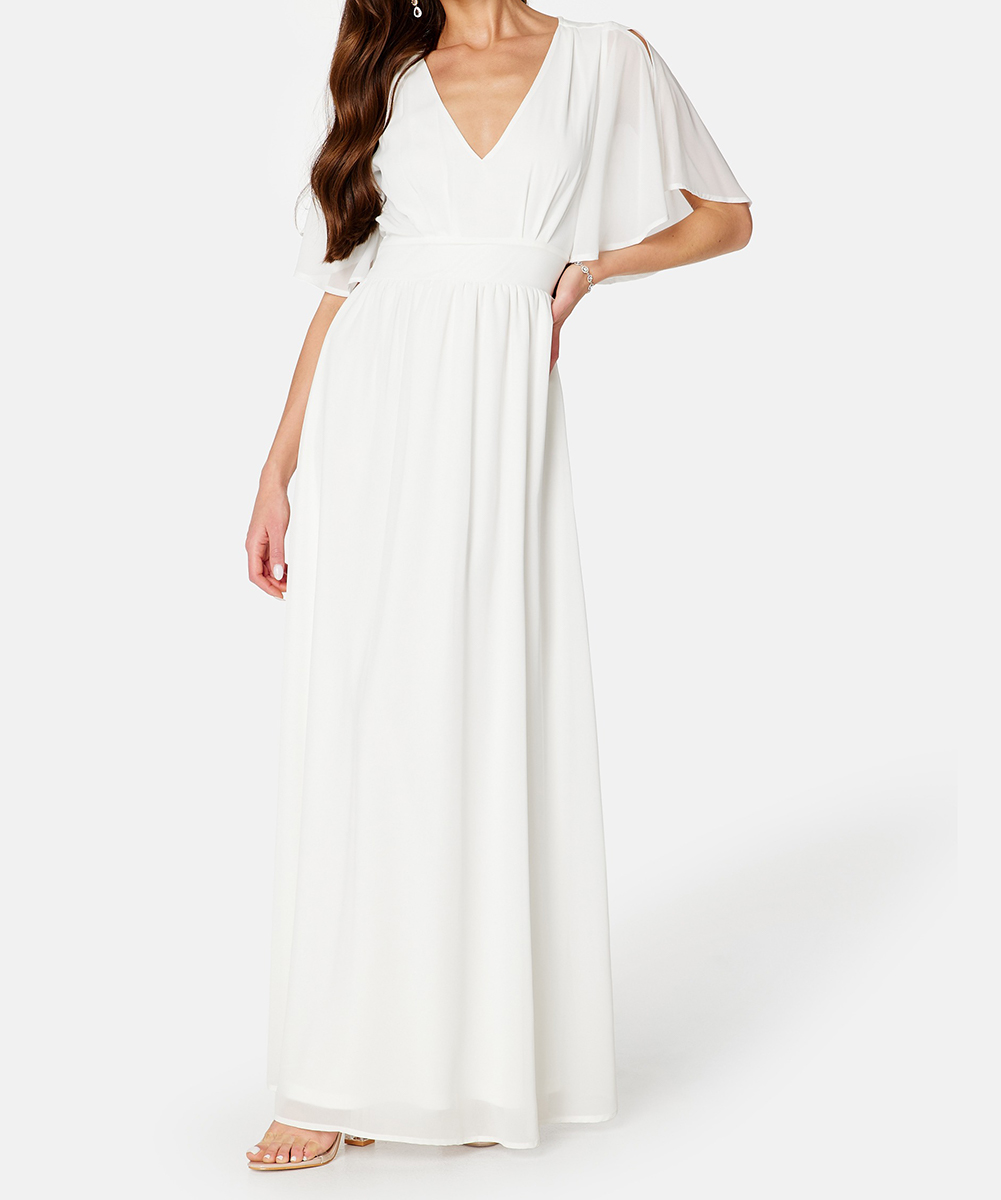 Rochie lunga de vară BUBBLEROOM cu cordon și nasturi, alb - om293590 ...