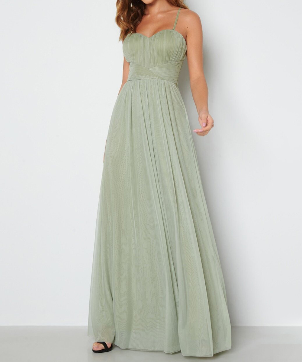 Rochie lunga BUBBLEROOM cu bretele, verde - om296994 | outletmag.ro