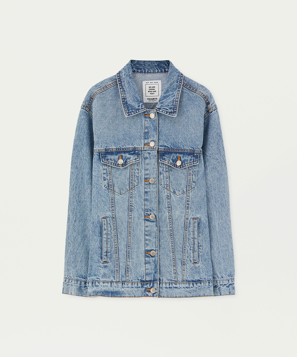 Geaca Pull&Bear cu nasturi, albastru - tg62767 | outletmag.ro