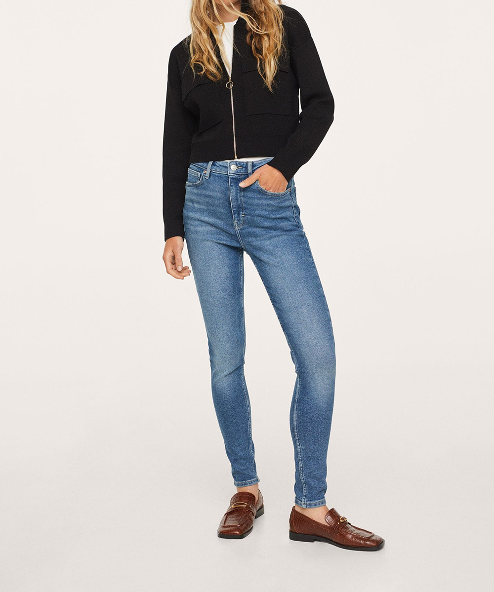 Blugi Mango cu nasturi, albastru - om360815 | outletmag.ro