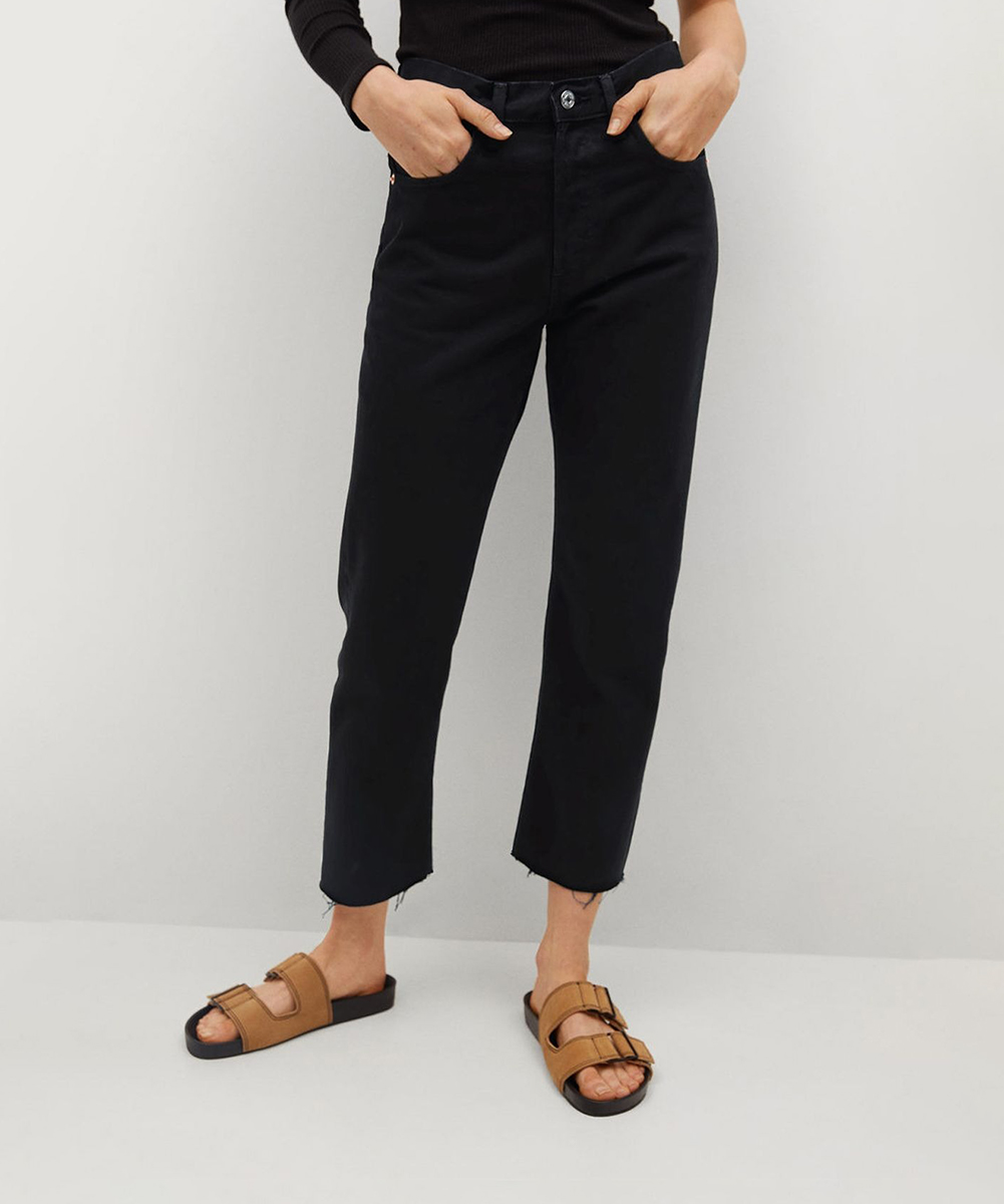 Blugi Mango cu nasturi, negru - as360802 | outletmag.ro