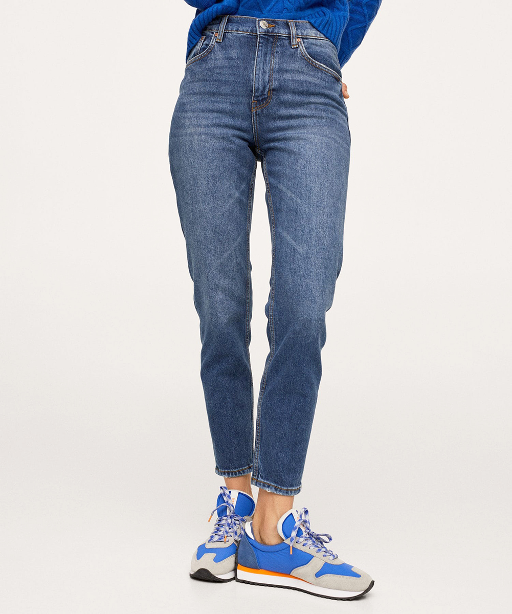 Blugi Mango cu capse, albastru - om360809 | outletmag.ro