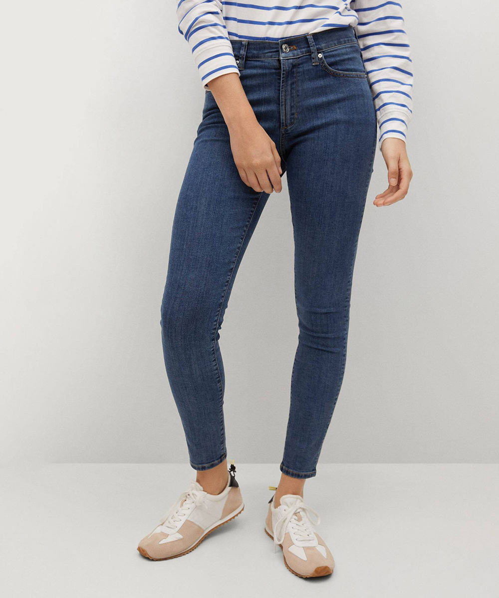 Blugi Mango cu capse, albastru - om360822 | outletmag.ro