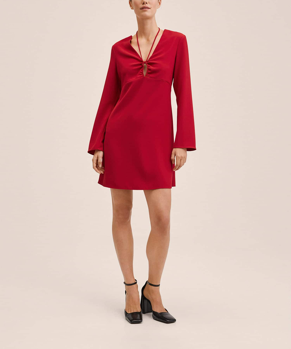 Rochie scurta de primăvară toamnă Mango, rosu - vd363219 | outletmag.ro