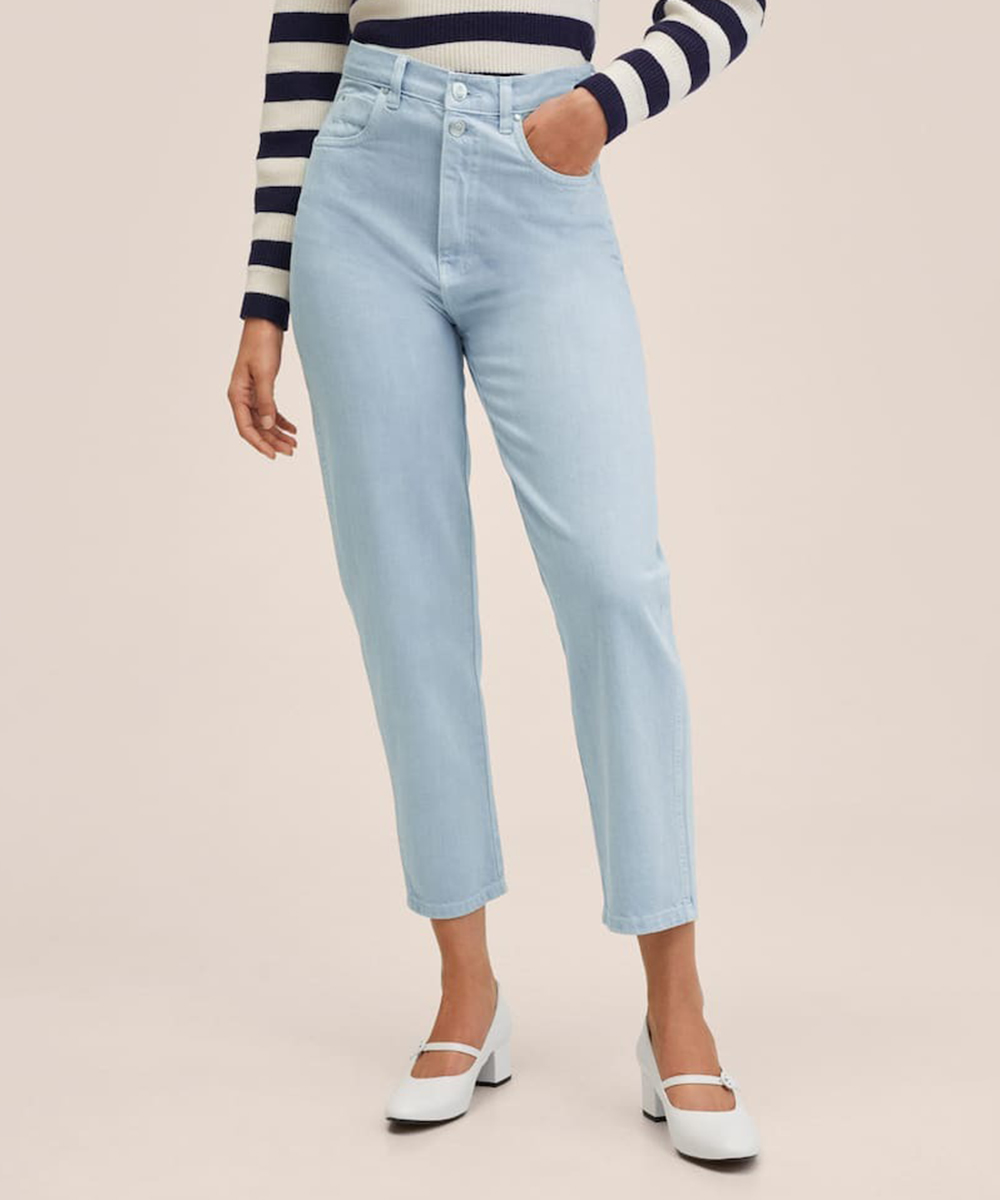 Blugi Mango cu capse, albastru - ai363402 | outletmag.ro