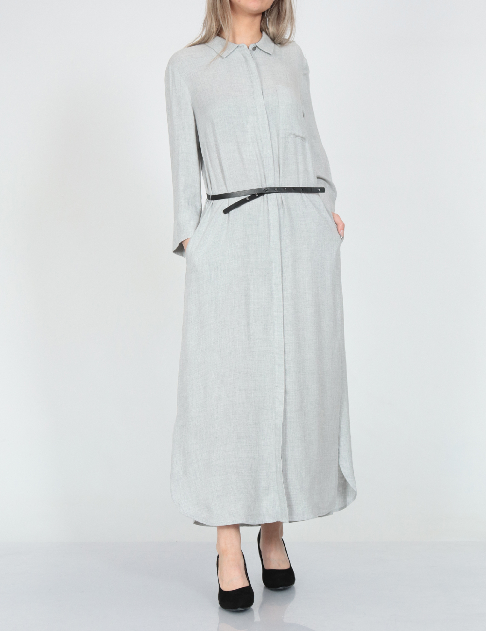 Rochie lunga de primăvară toamnă s.Oliver, gri - om363453 | outletmag.ro