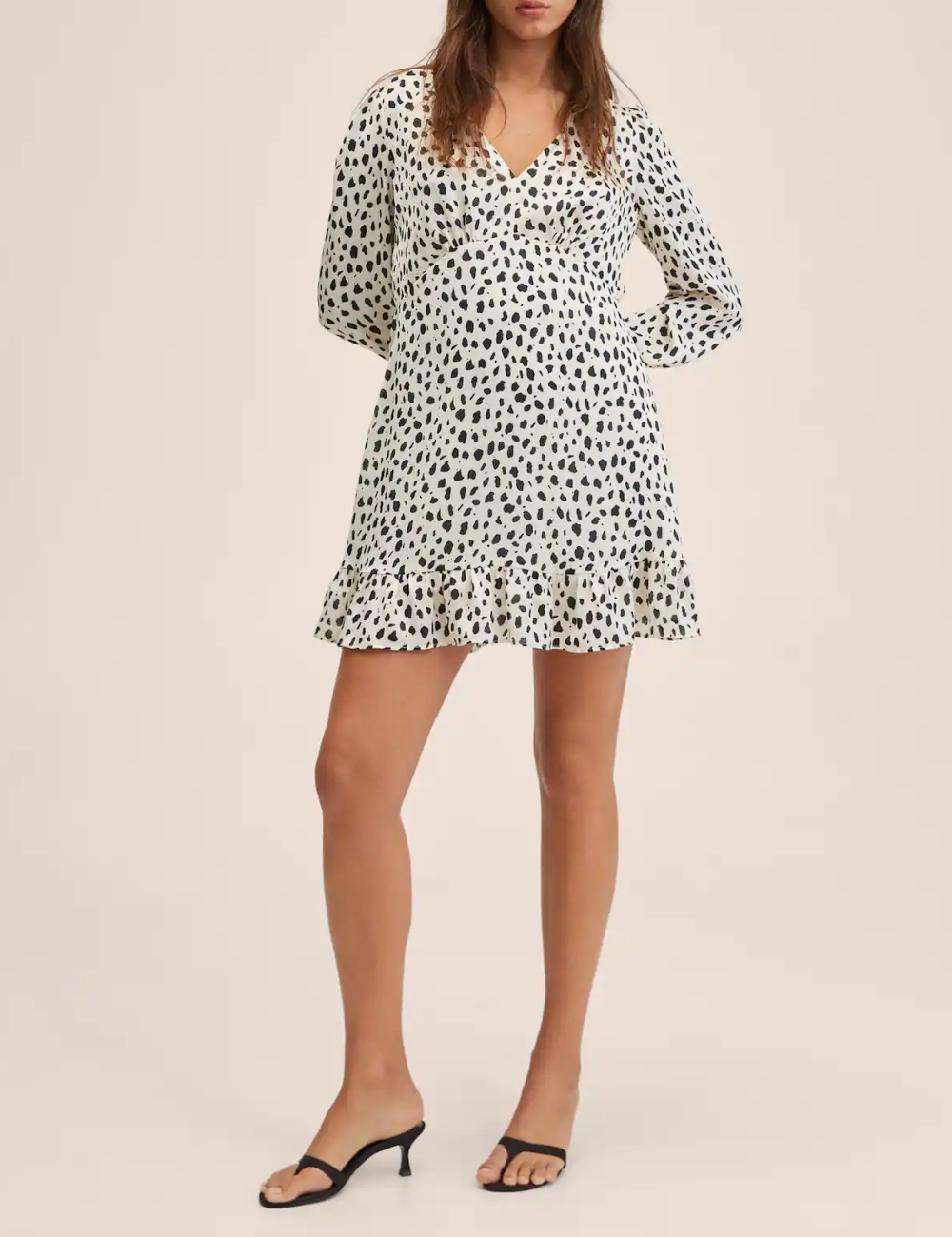 Rochie scurta Mango cu imprimeu, alb - vd363613 | outletmag.ro