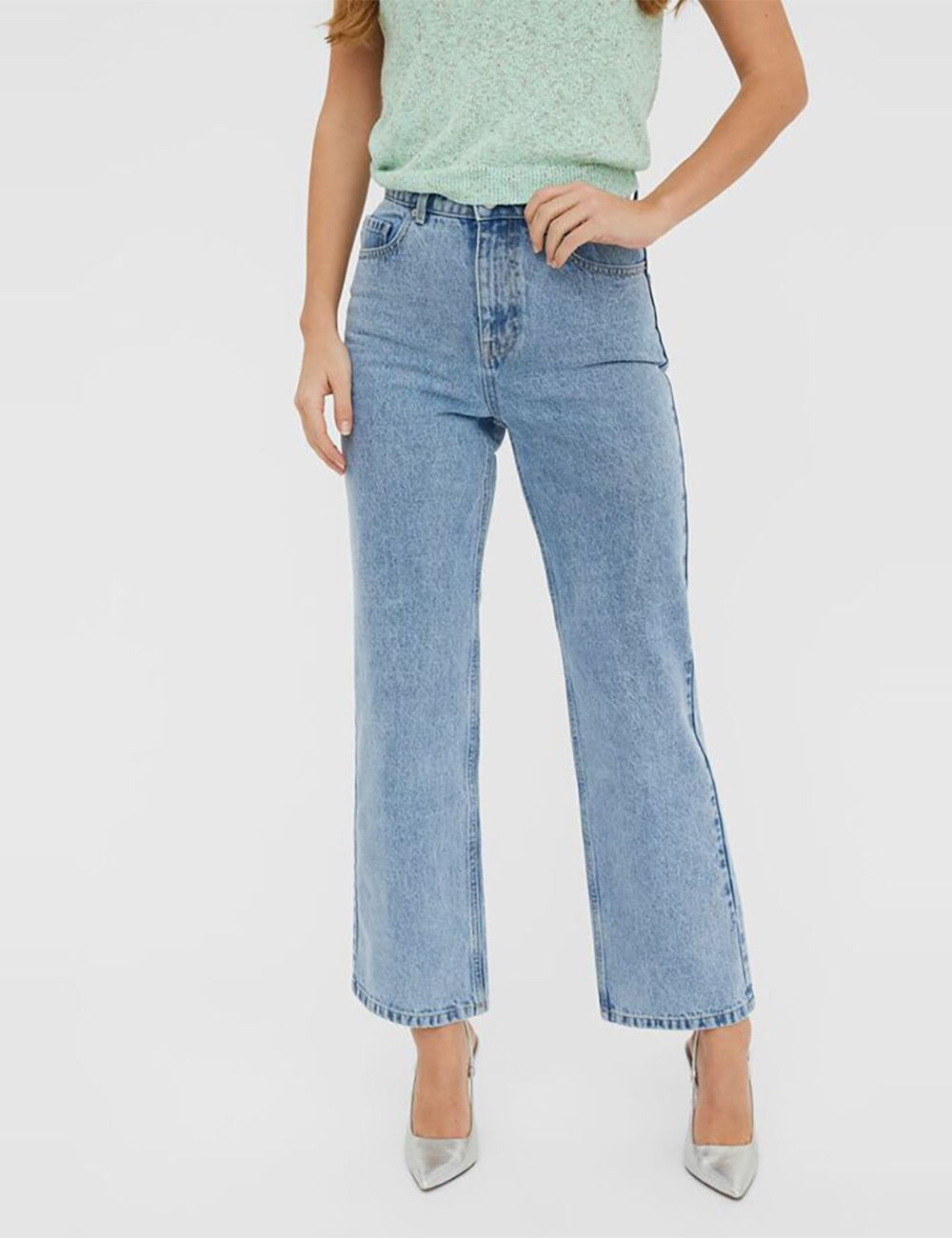 Blugi casual Vero Moda cu nasturi, albastru - ng366477 | outletmag.ro