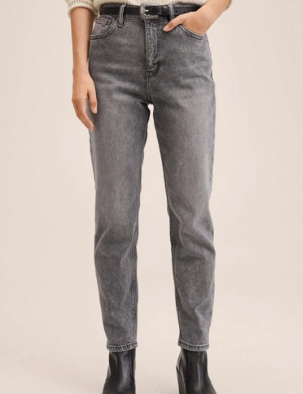 Blugi casual Mango cu fermoar, gri - t367932 | outletmag.ro