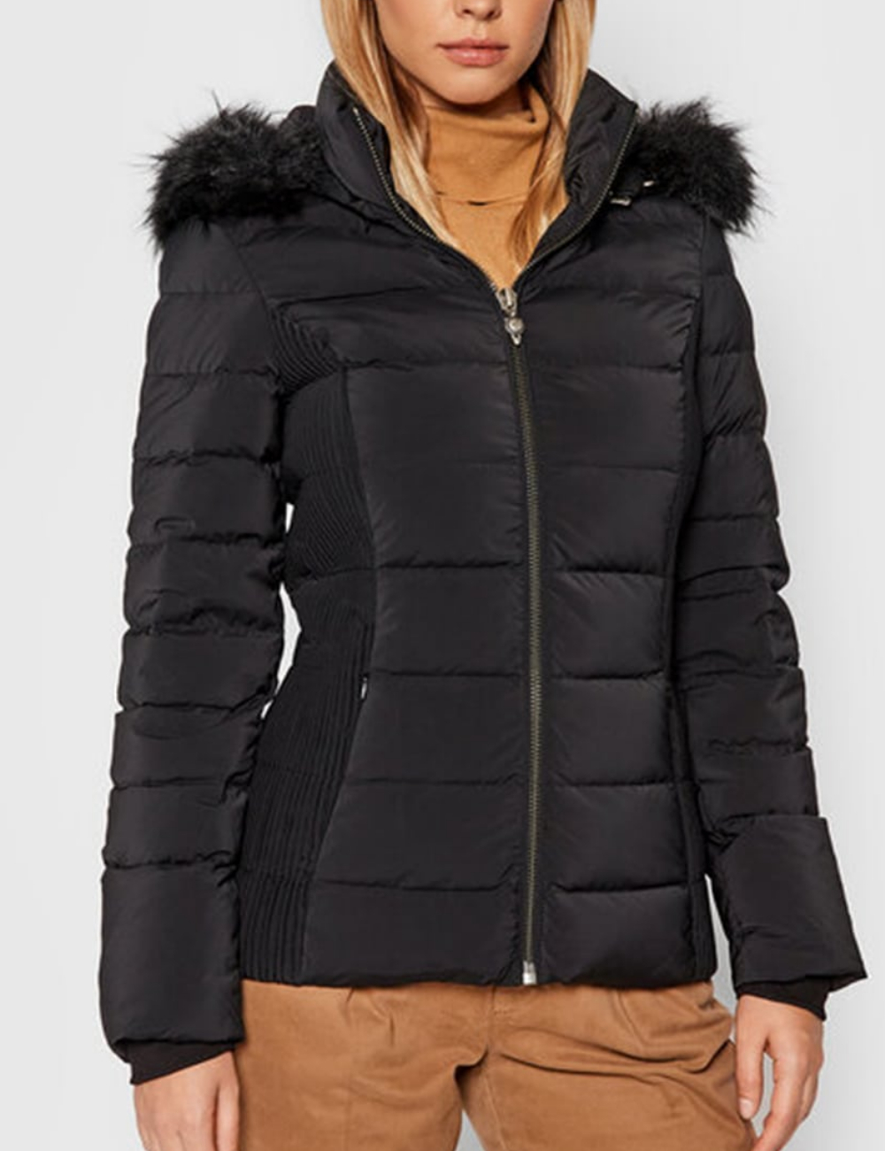 Geaca casual de iarnă Guess cu fermoar, negru - vd371382 | outletmag.ro