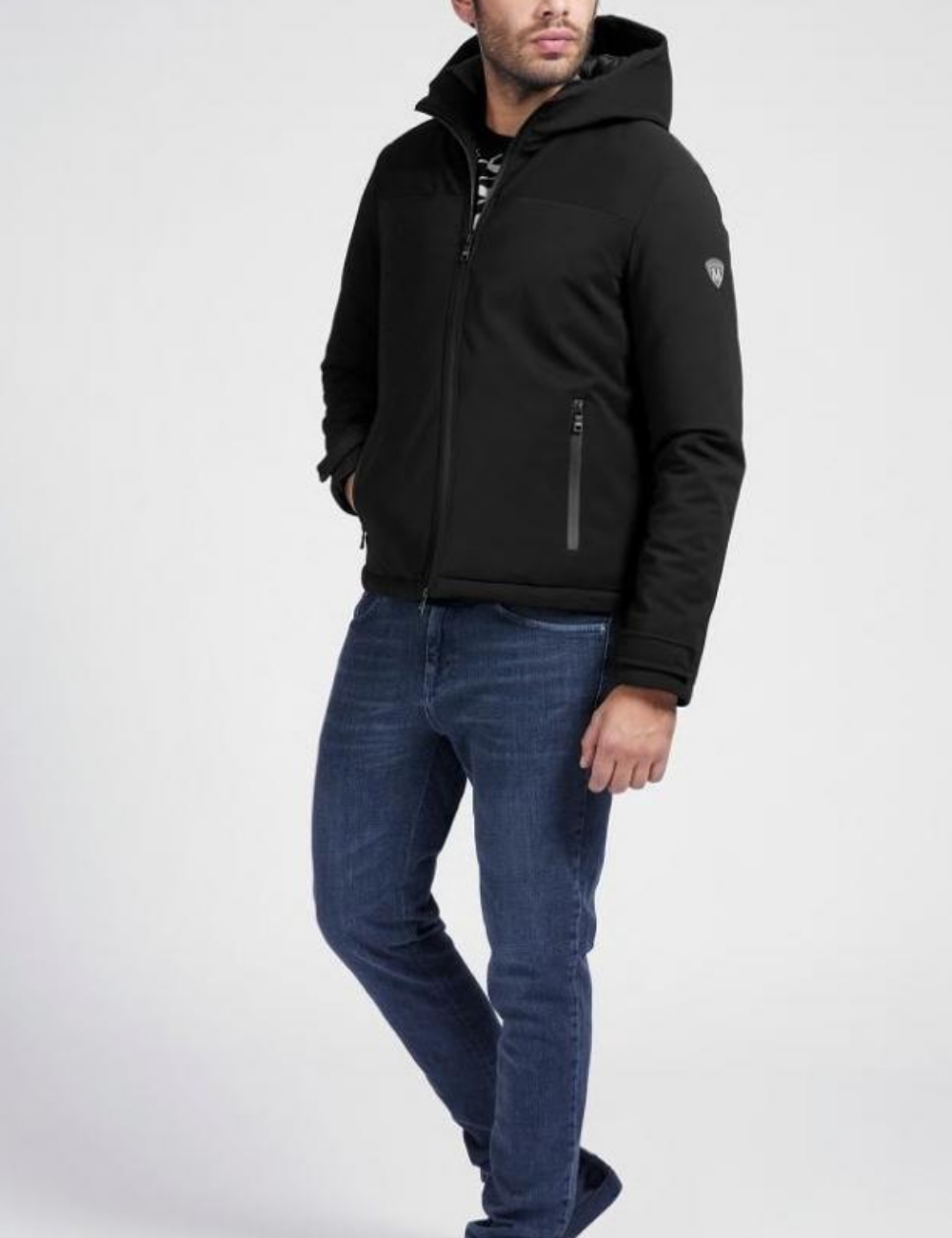 Geaca casual de iarnă Marciano Guess cu nasturi, negru - vd371930 ...