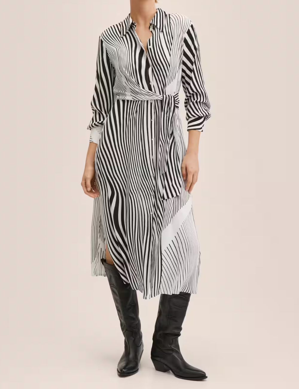 Rochie medie casual Mango cu nasturi, negru - om393742 | outletmag.ro