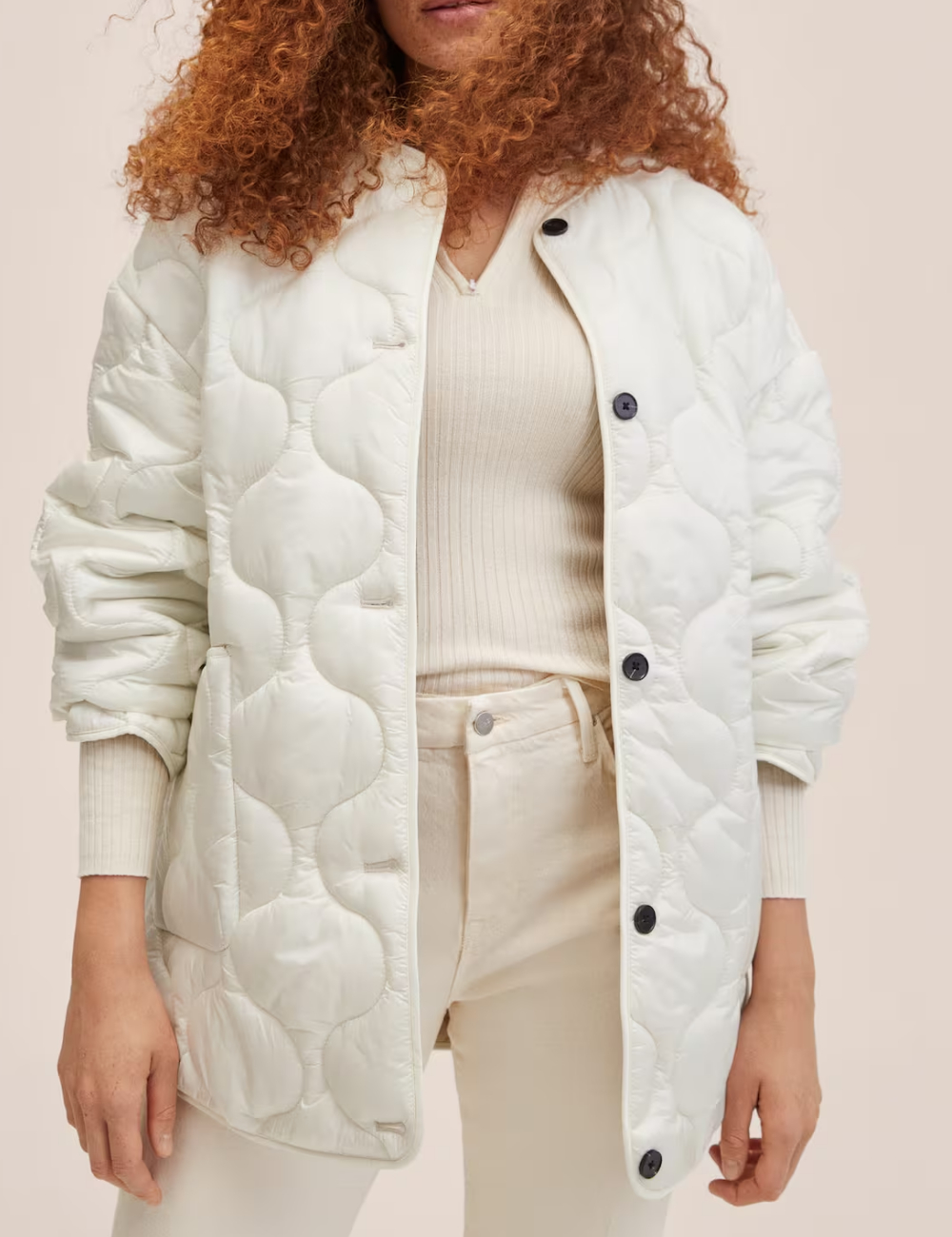 Geaca casual de primăvară toamnă Mango cu nasturi, alb - om396058 ...