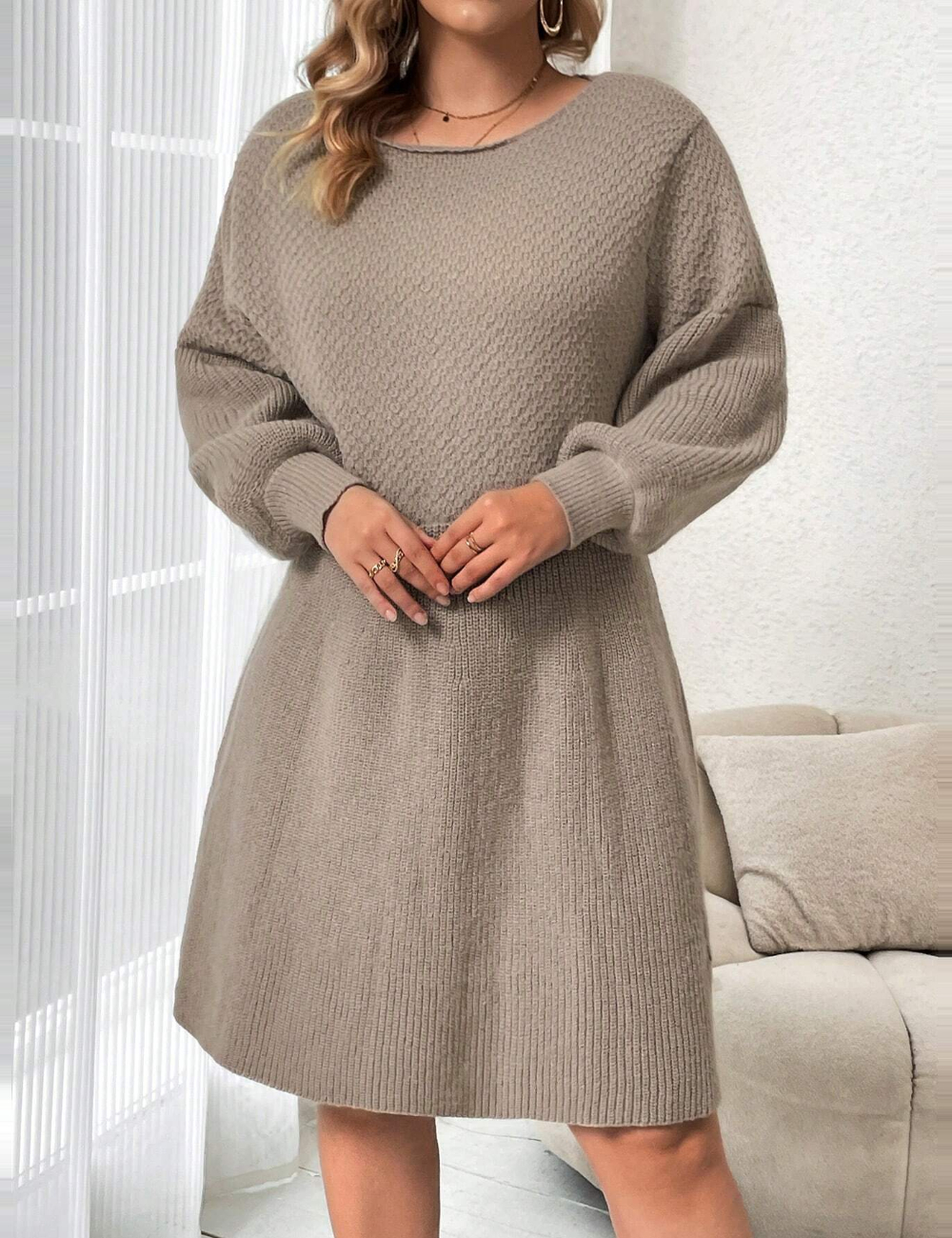Rochie scurta casual SHEIN CURVE, gri - om398957 | outletmag.ro