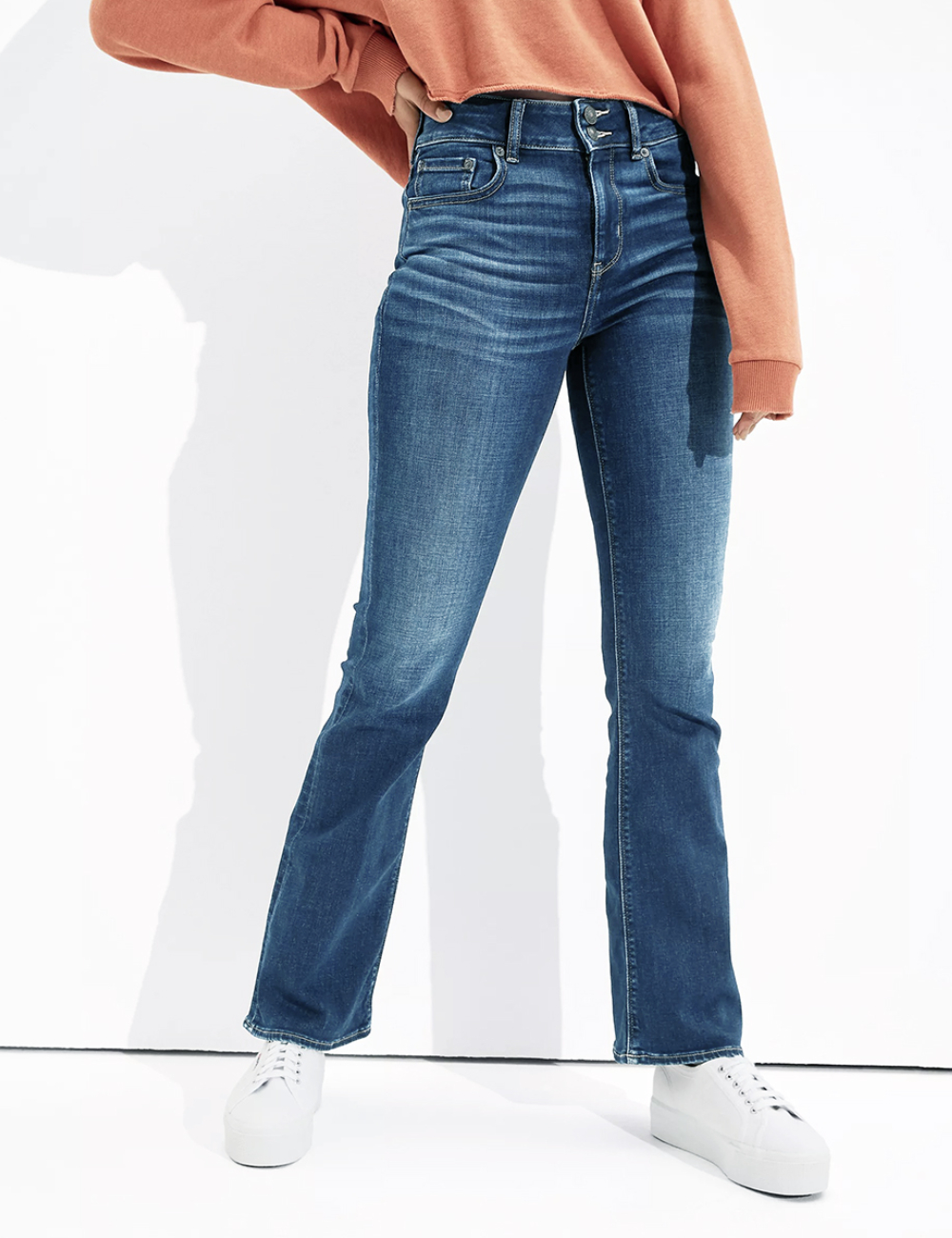 Blugi casual American Eagle cu capse și fermoar, albastru - vd414845 ...