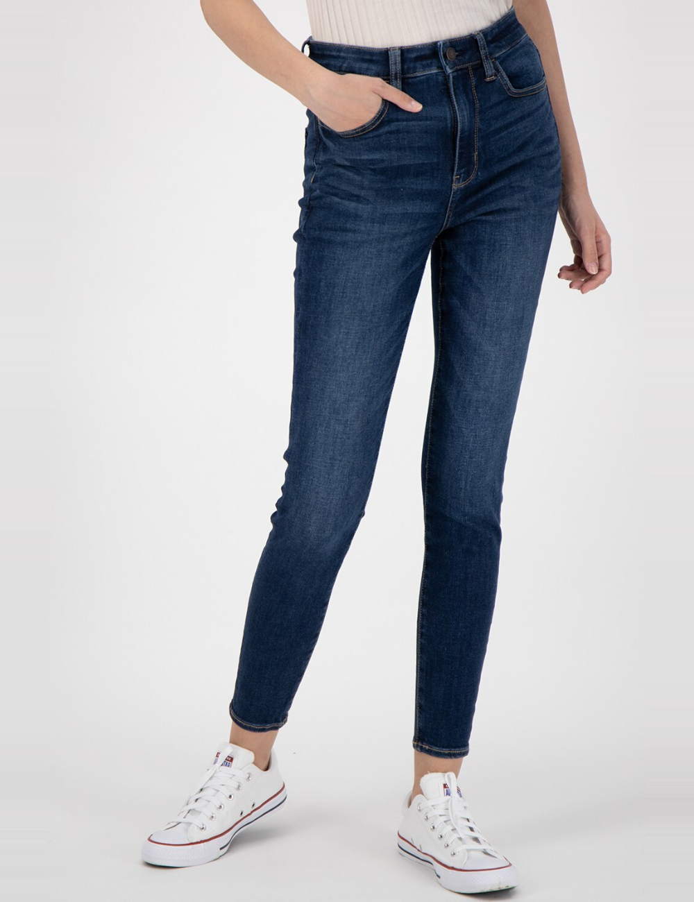 Blugi casual American Eagle cu capse și fermoar, albastru - ai408893 ...
