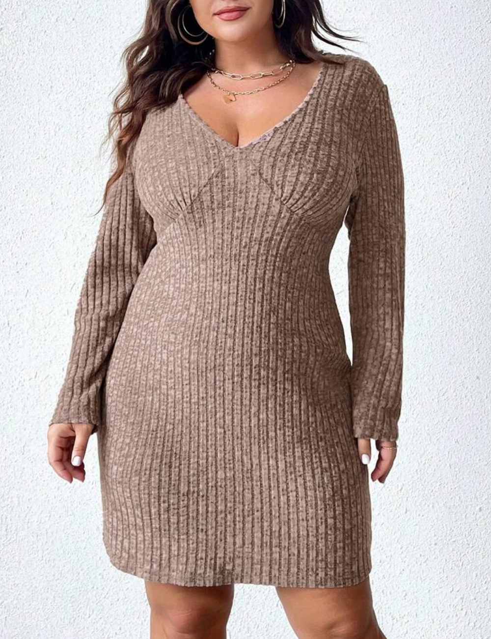 Rochie scurta casual SHEIN CURVE, maro - cb401933 | outletmag.ro