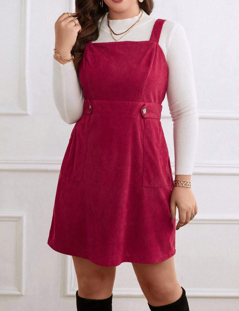 Rochie scurta casual SHEIN CURVE cu fermoar, roz - cb405362 | outletmag.ro