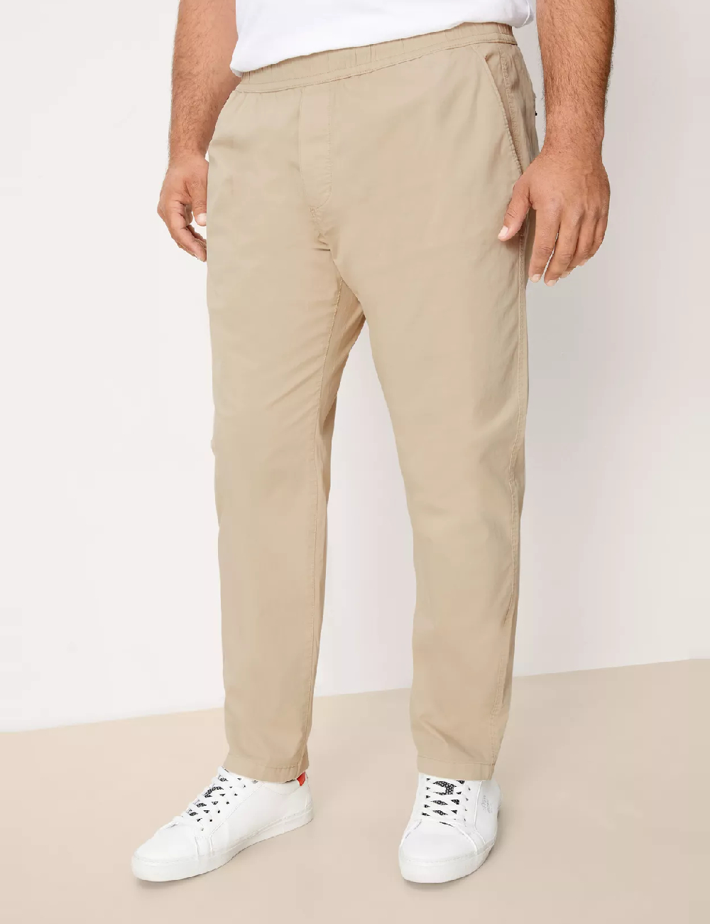 Pantaloni casual s.Oliver Plus Size Men cu snur, crem - cb446412 ...