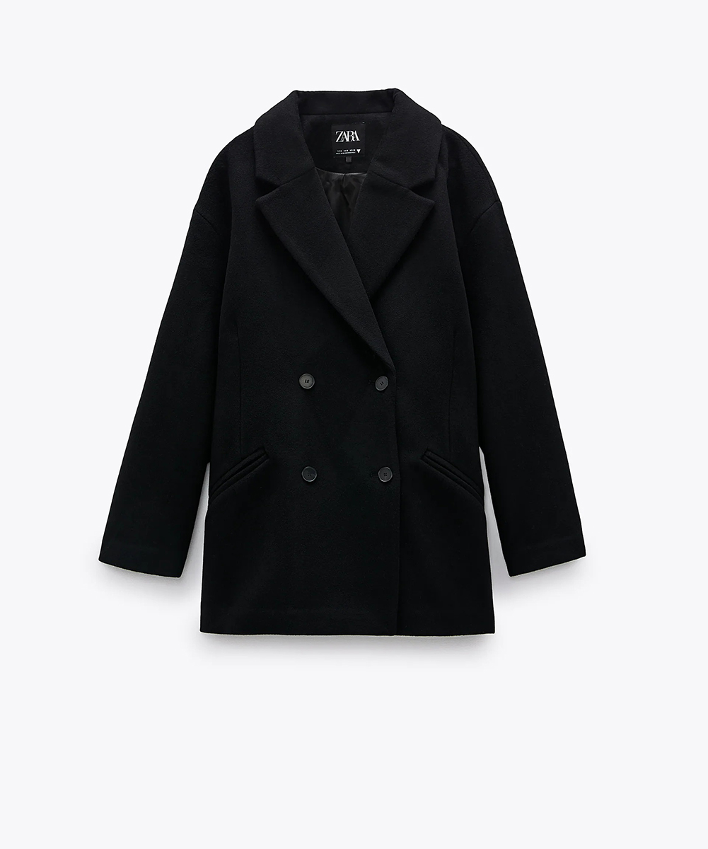 Palton Zara cu nasturi, negru - ng77832 | outletmag.ro
