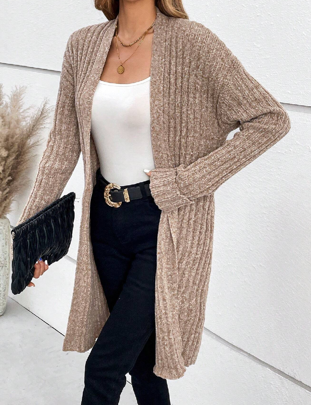 Cardigan casual SHEIN, maro - ci499237 | outletmag.ro