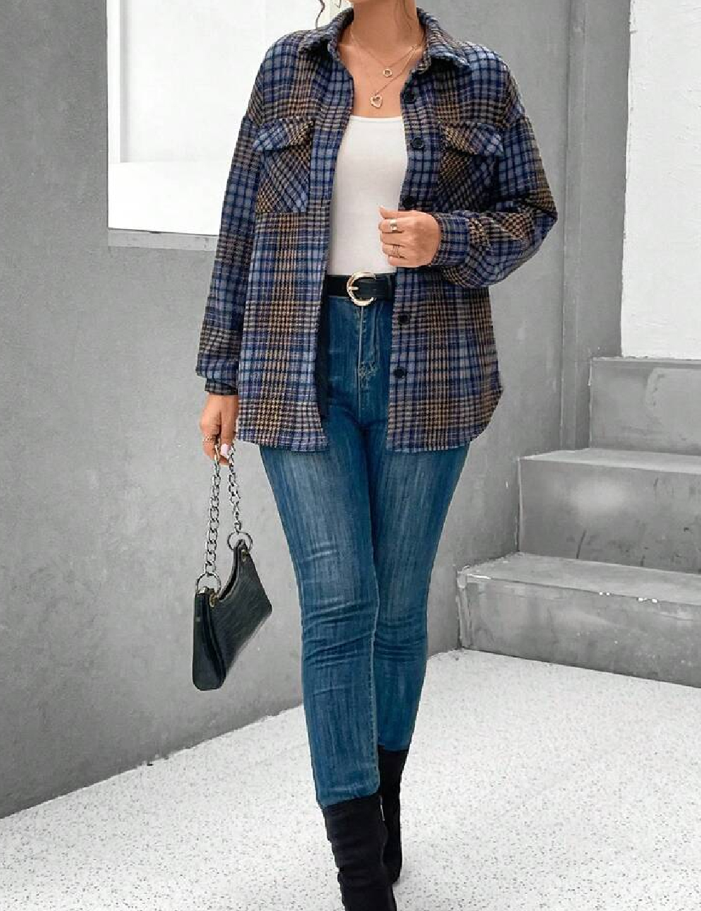 Jacheta casual SHEIN cu nasturi, mix culori - to501475 | outletmag.ro