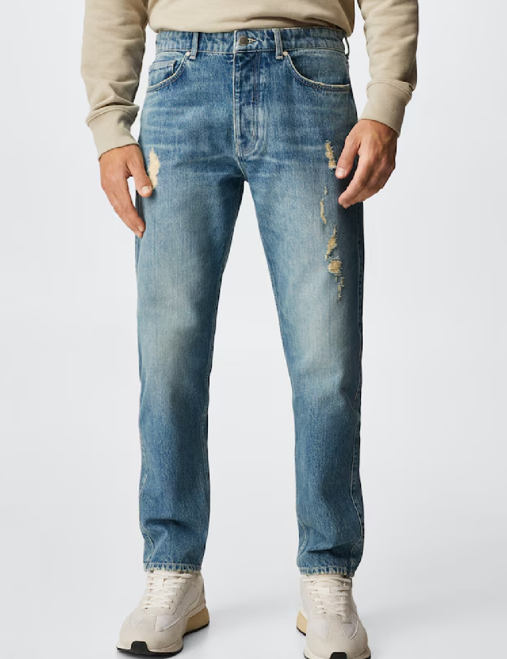 Blugi casual Mango cu capse și fermoar, albastru - lg531454 | outletmag.ro