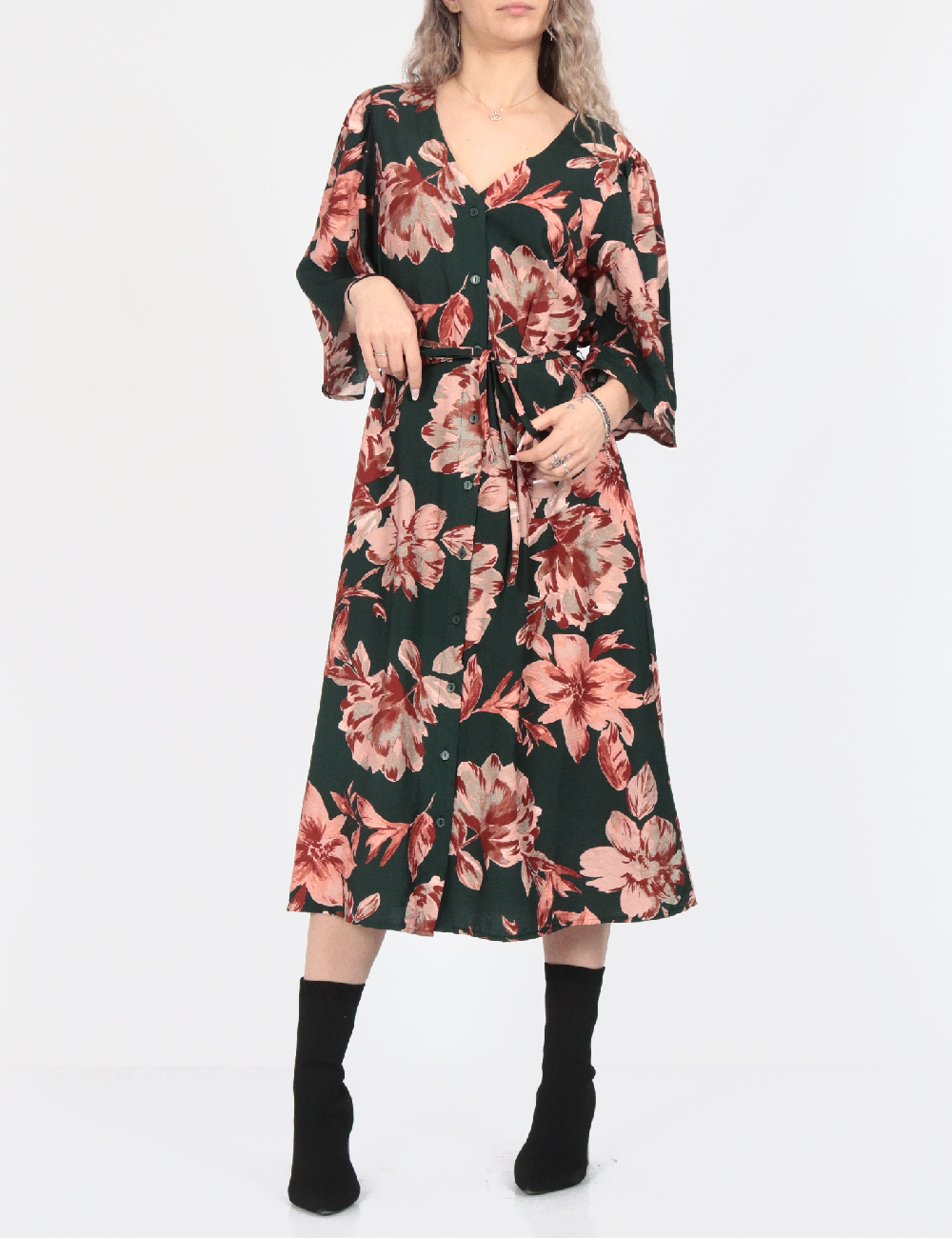 Rochie medie casual de primăvară toamnă Vero Moda cu nasturi și snur ...