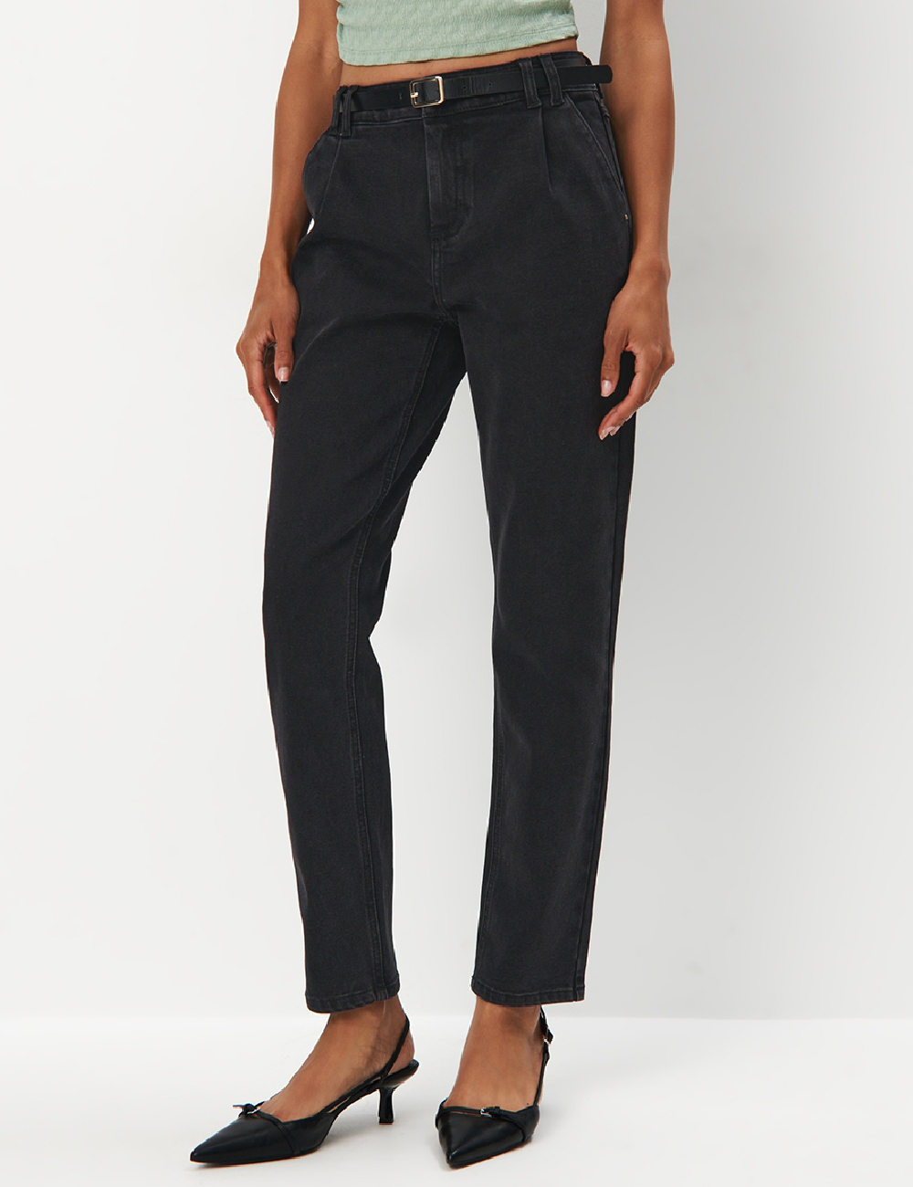 Blugi casual Mohito cu capse și fermoar, negru - ai556510 | outletmag.ro