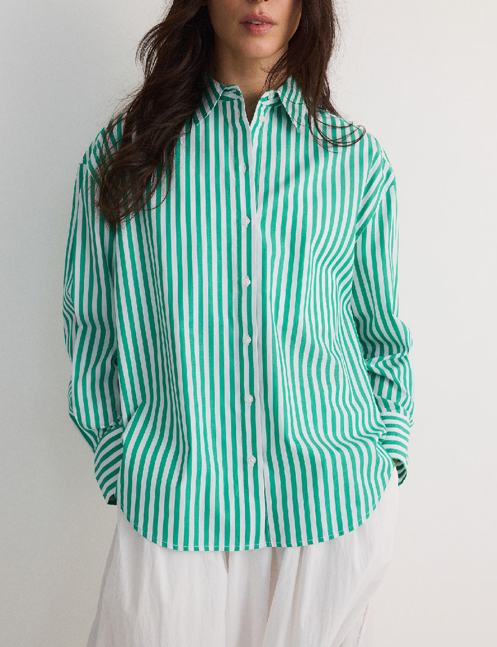 Camasa casual Reserved cu nasturi, verde - om594086 | outletmag.ro