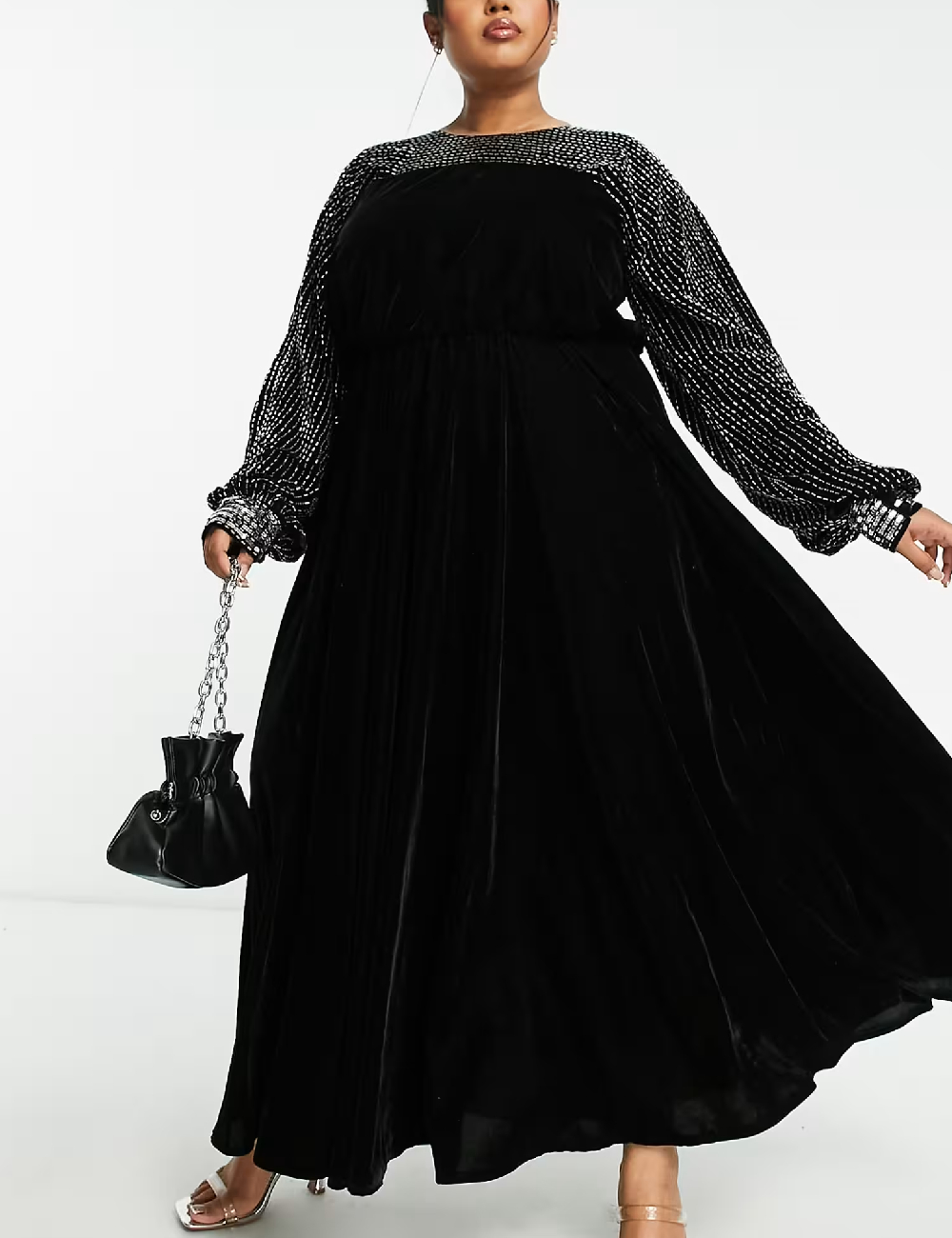 Rochie lunga de ocazie ASOS Curve cu fermoar, negru - pa602189 ...