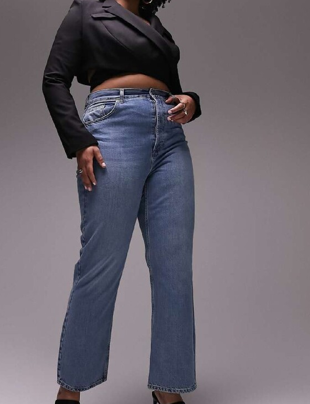 Blugi casual Top Shop Plus Size cu capse, albastru - pa604759 ...