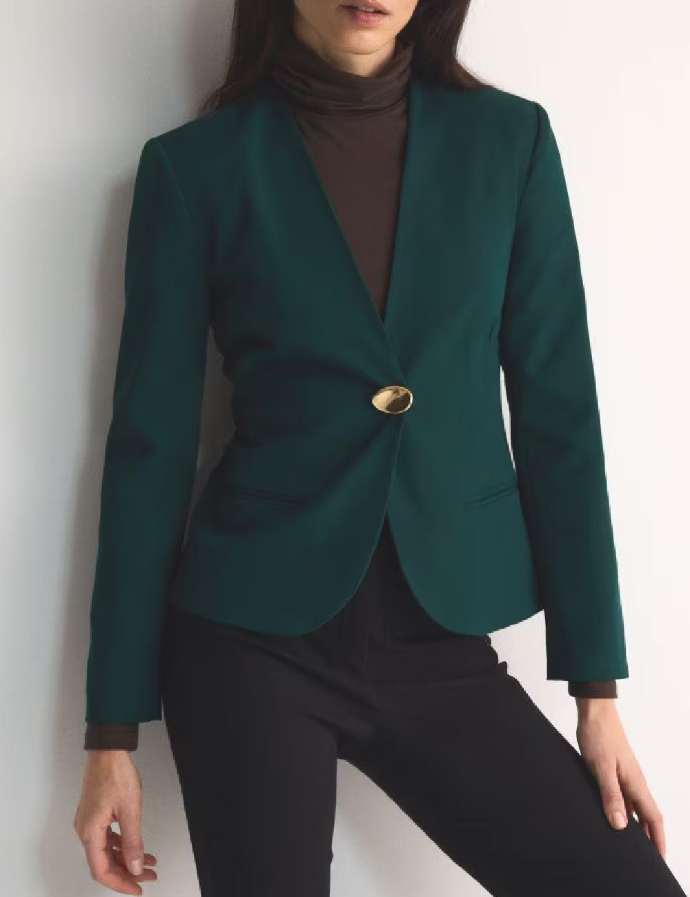 Sacou office Reserved cu nasturi, verde - ci606164 | outletmag.ro