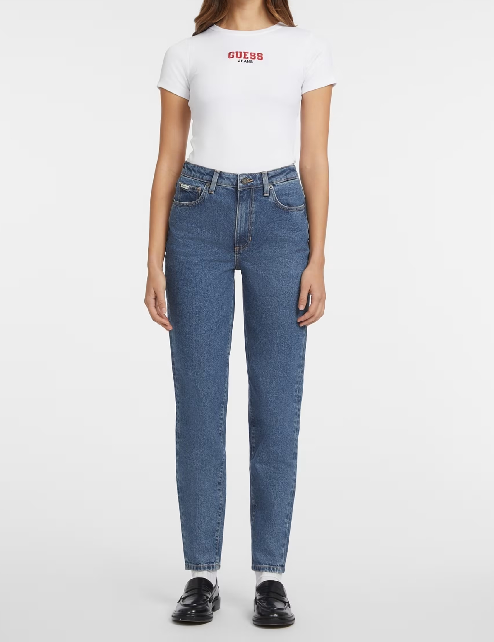 Blugi casual Guess cu capse și fermoar, albastru - sa609097 | outletmag.ro