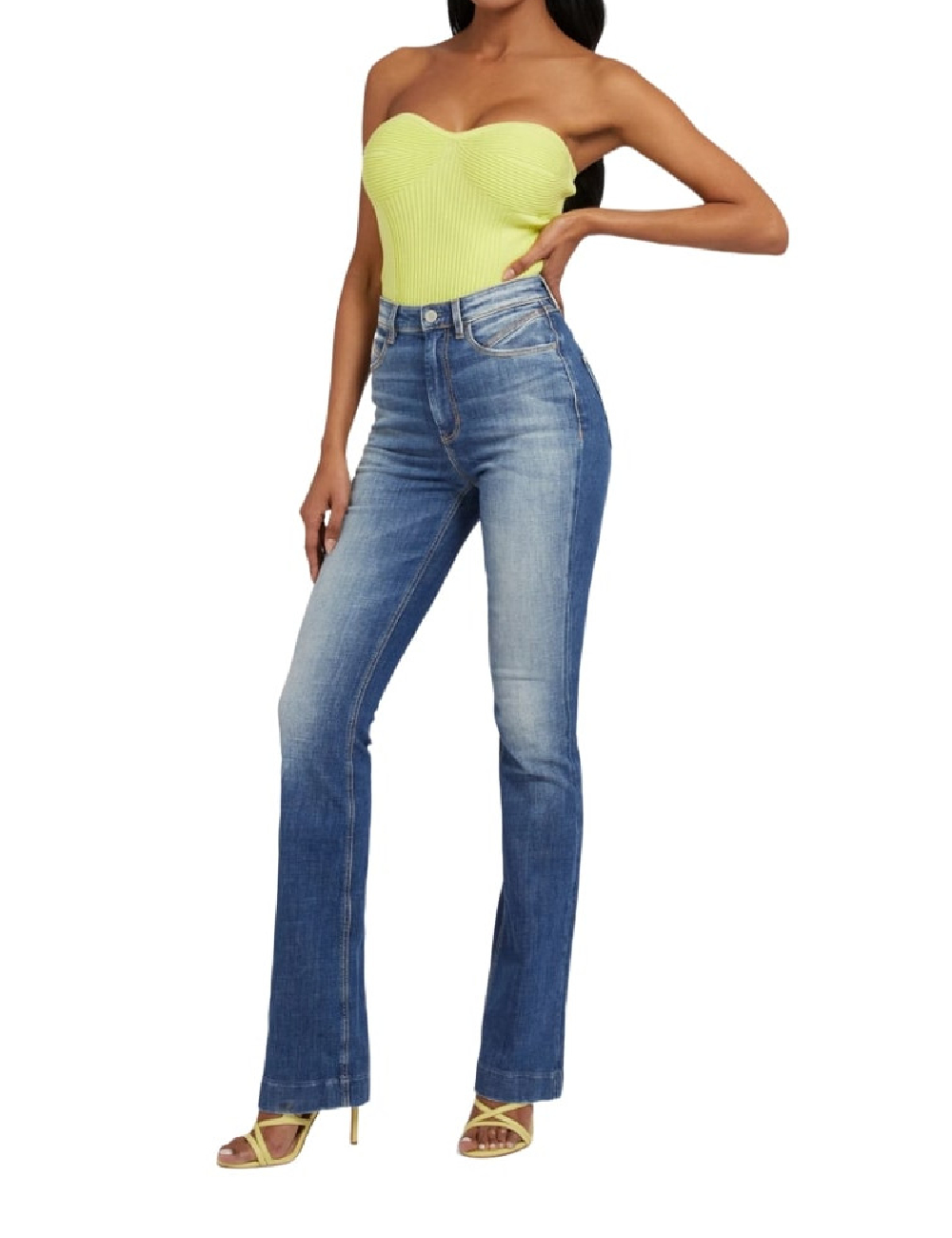 Blugi casual Guess cu capse și fermoar, albastru - sa609113 | outletmag.ro