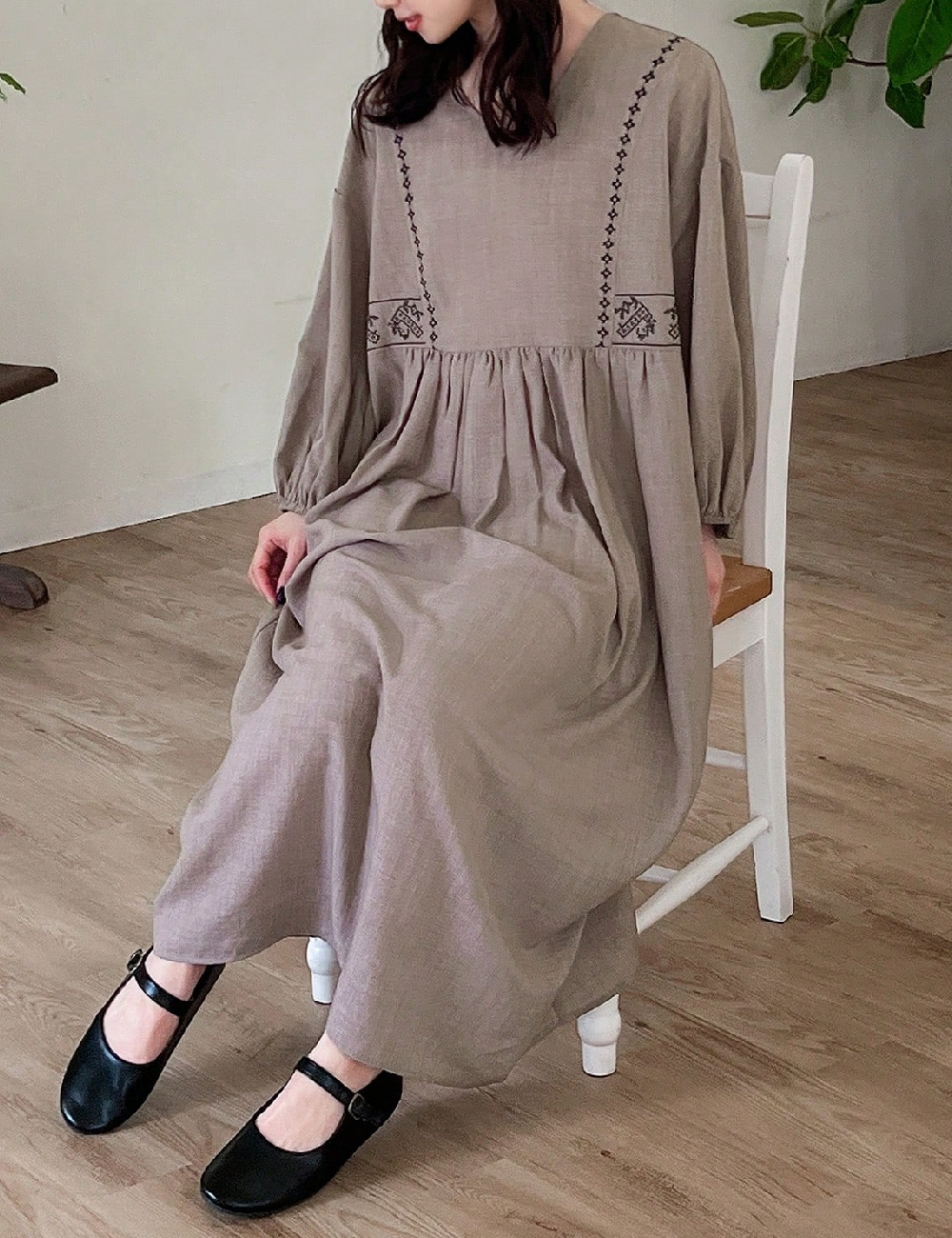 Rochie lunga casual Friful, maro - am610777 | outletmag.ro