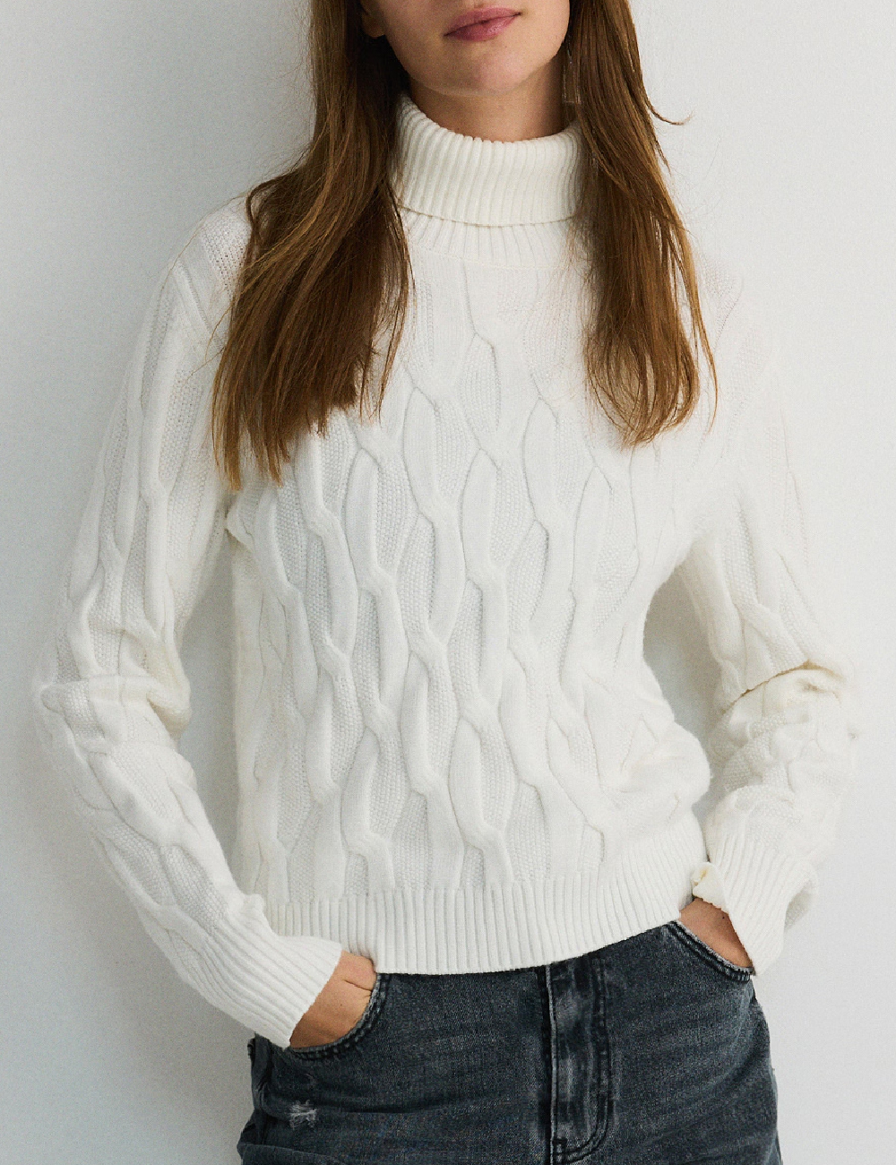 Pulover casual Reserved, alb - cv636244 | outletmag.ro