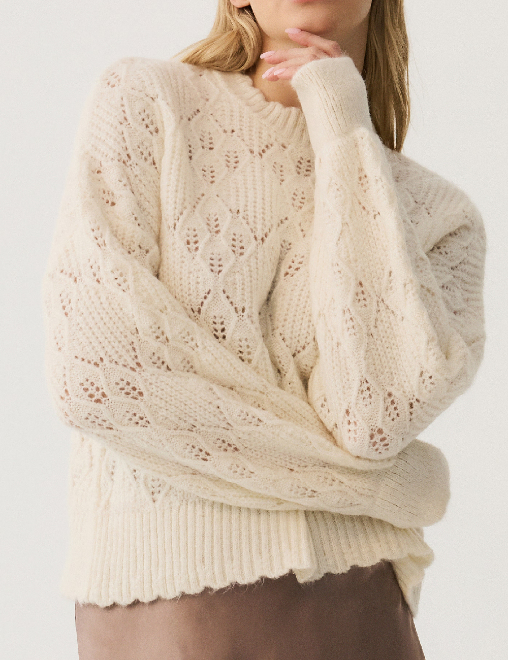 Pulover casual Reserved, alb - cv636720 | outletmag.ro