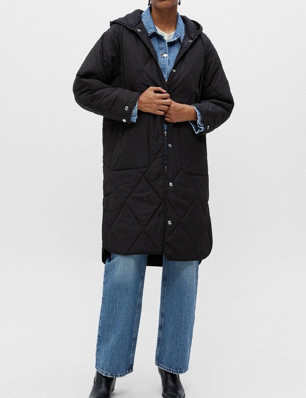 Geaca casual Pull&Bear cu capse și gluga, negru - lg639225 | outletmag.ro