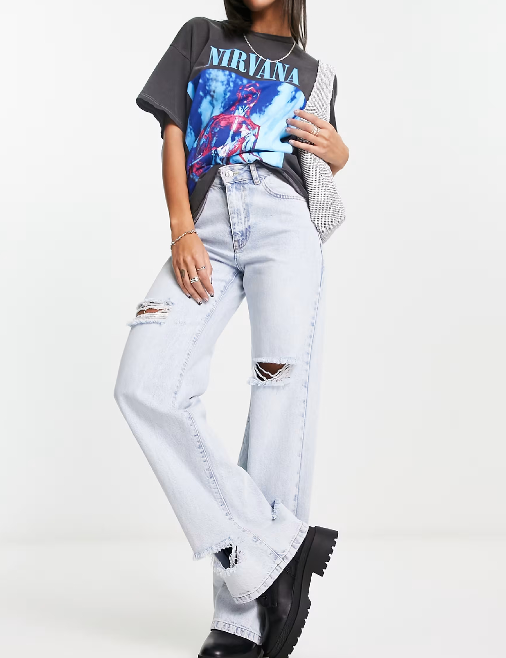 Blugi casual Reclaimed Vintage cu capse și fermoar, albastru - pa644121 ...