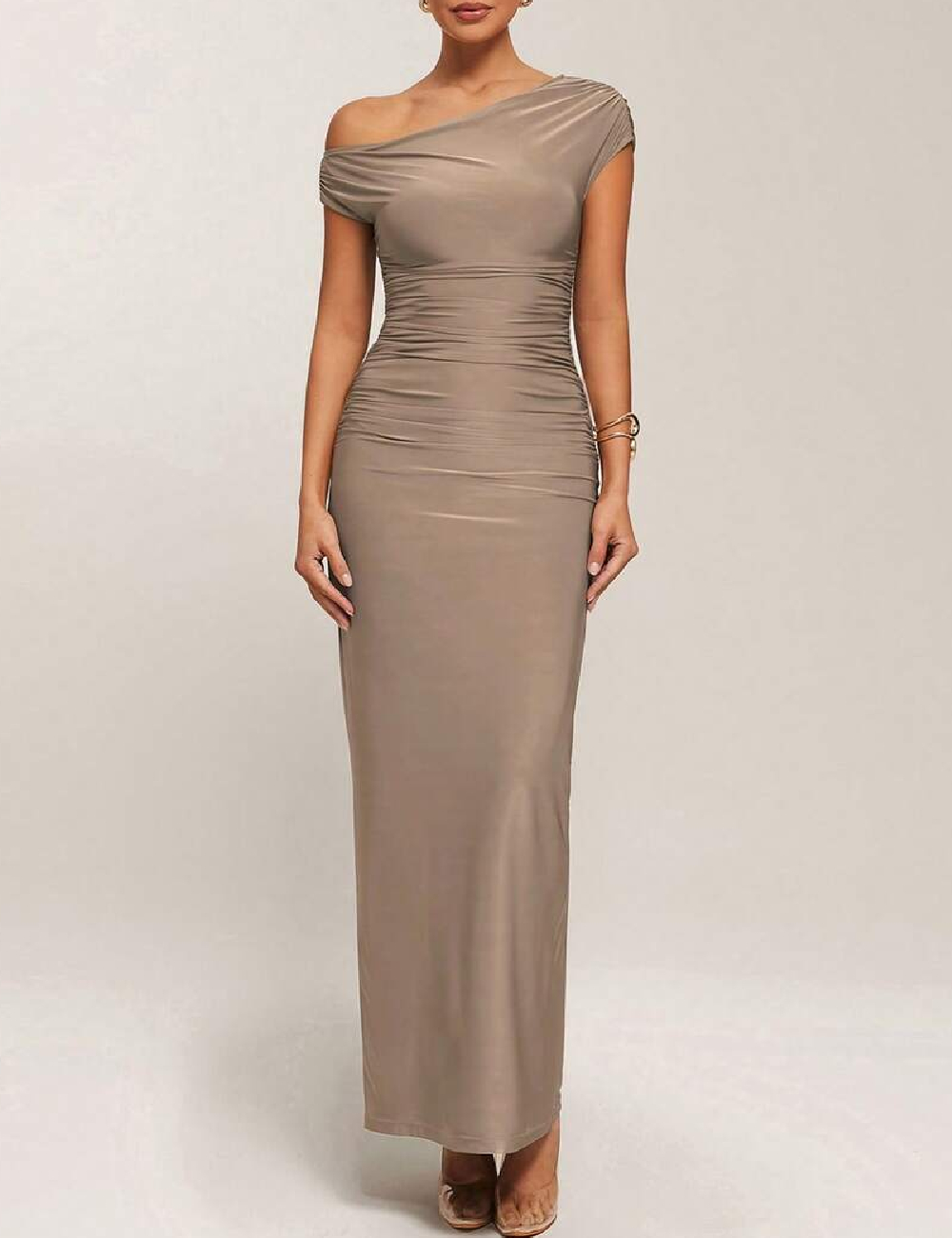 Rochie lunga de ocazie Silquee, gri - ia651253 | outletmag.ro